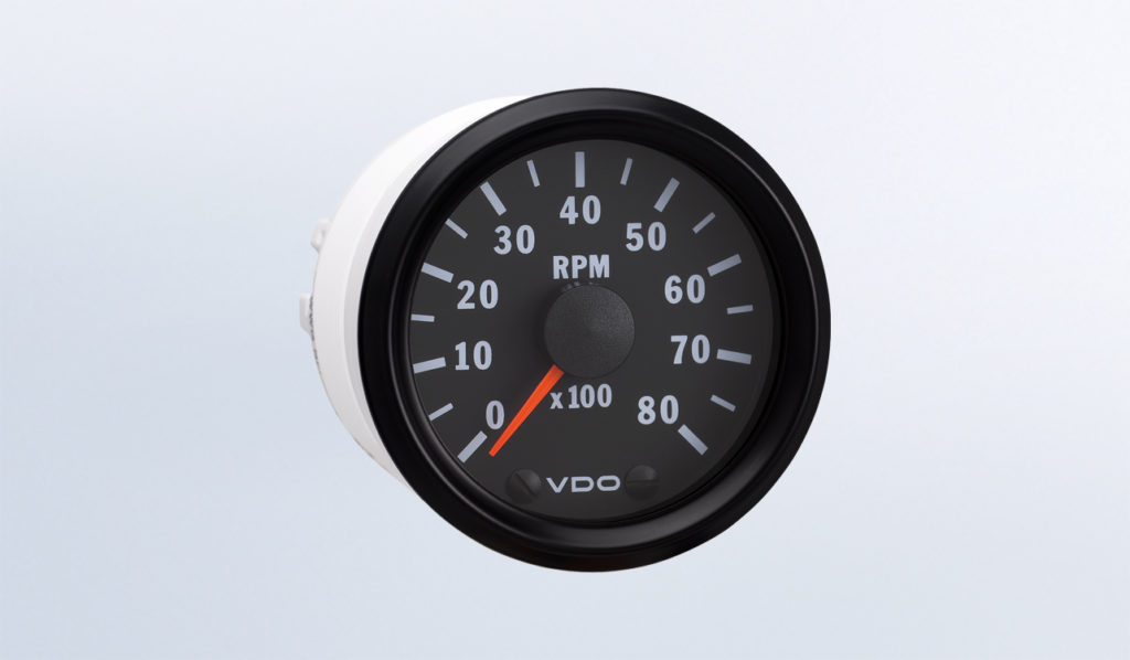 8,000 RPM 2 1/16" (52mm) Tachometer, 12V, for 1 & 2 Cylinder - VDO ...